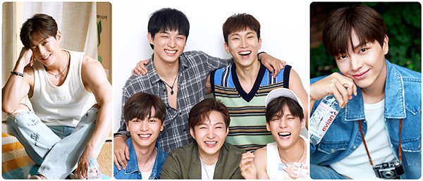 패션비즈 | 프랑스 프리미엄 생수 브랜드 ‘에비앙’ 비투비(BTOB)와 함께한 청량한 여름 화보 공개